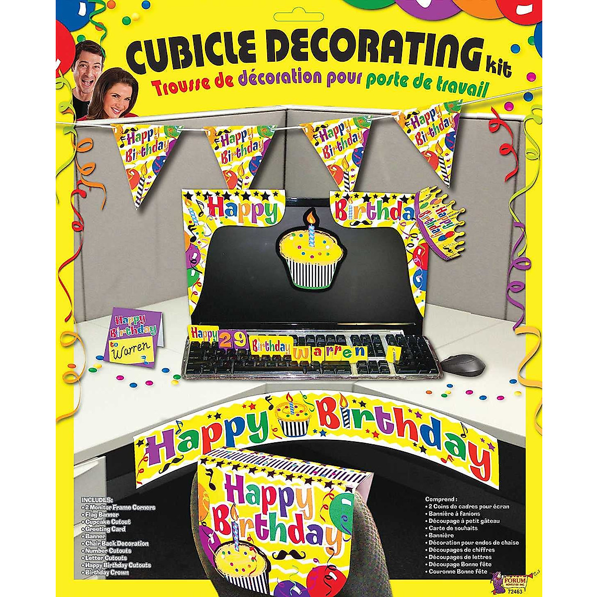 Forum Novelties Happy Birthday Cubicle Décor Yellow Birthday, 13 x 13 x 1"