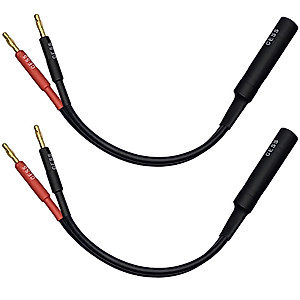 CESS-020 1/4 Inch TS to Dual Banana Plug Speaker Adaptor, 6 Inch - Mono 6.35mm Female Jack to Banana Cable - 2 Pack