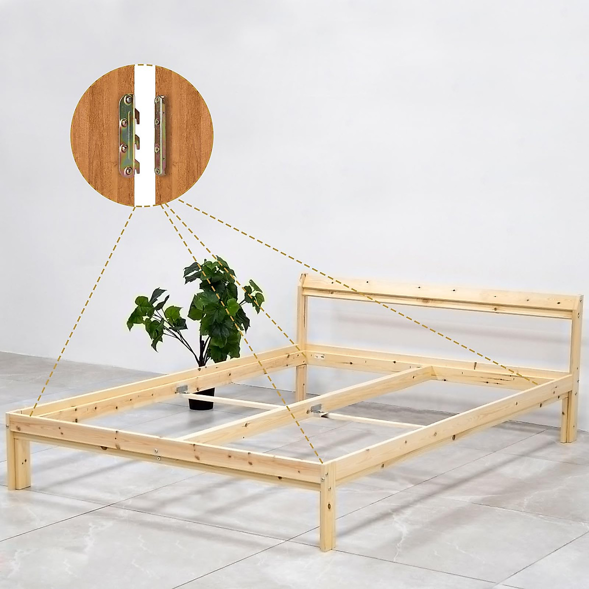 ABuff 8 Set Bed Rail Brackets Heavy Duty Wooden Bed Rail Fittings, Rust Proof Bed Frame Hardware Brackets for Connecting to Wood, Headboards and Foot-Boards- 5inch(Screws Included)