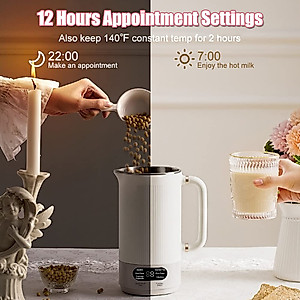 WOOLALA 110V Soy Milk Maker Machine with Screen, 350ML Personal Health Stew Cup Powerful Blender & Automatic Brewing for Smooth Vegan Nut Milk Maker,12 Hours Appointment