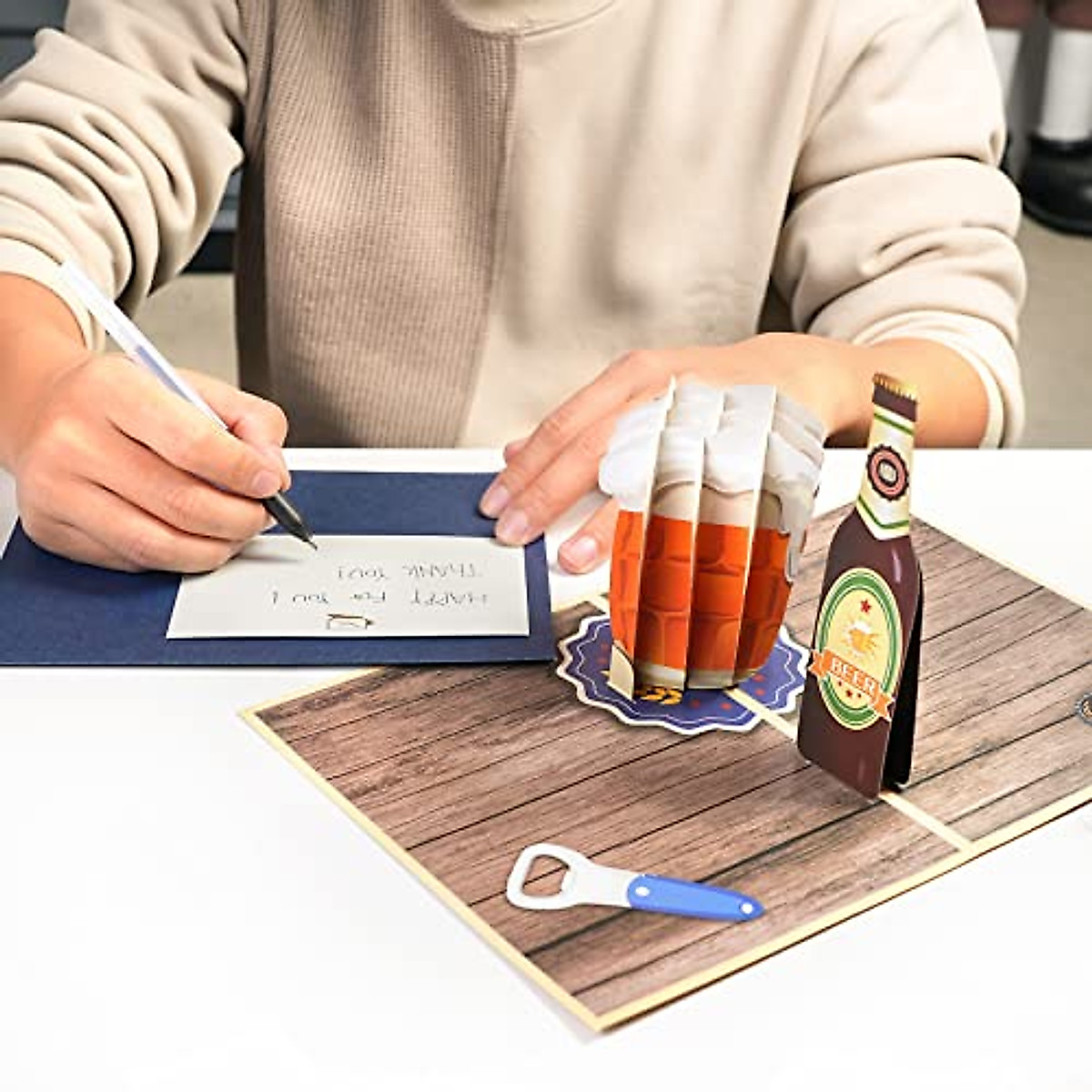 GREETING ART Beer Pop Up Card,8×6-3D Greeting Card, Pop Up Birthday Card for Dad, Brother or Friend,Happy Father's Day Card, Retirement Cards for Men