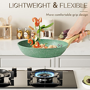 Innerwell Nonstick Frying Pan Set, 8"+9.5"+11" with Lids, Safe, Easy to Clean, Suitable for All Stovetops