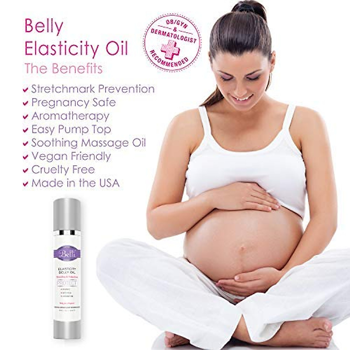 Belli Skincare Elasticity Belly Oil, Pregnancy Scar & Stretchmark protection, Vitamin E for Healthy Skin | OB/GYN & Dermatologist Recommended – 3.8 oz