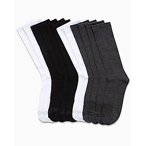 AND1 Men's Athletic Arch Compression Cushion Comfort Crew Socks (12 Pack), Size 6-12.5, Assorted