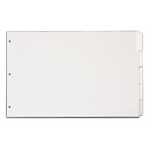 Cardinal® Slant-D® Ring 11" x 17" Tabloid ClearVue™ Binders, 2" Rings, 63% Recycled, White & Tops 11x17 Write'n Erase Tab Divider, 5-Tab, White, (84270CB)