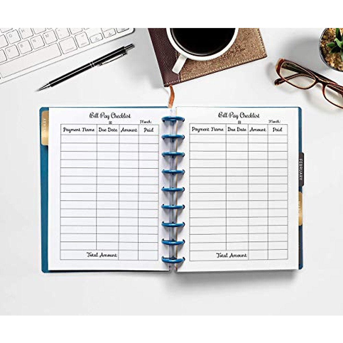 Monthly Budget Forms Bill Pay Checklist for 9-Disc Planners, Fits 9-Disc Notebooks, 7"x9.25" (PLANNER, TABS and the RINGS are NOT INCLUDED)