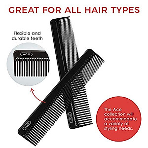 GOODY Ace Hair Dressing Comb - 7.5 Inch, Black - Great for All Hair Types - Fine Comb Teeth for Thin to Medium Hair