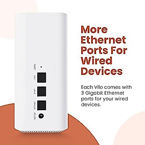 Vilo Mesh Wi-Fi System Dual Band AC1200 Coverage Up to 4,500 sq ft (3-Pack) with 3 Gigabit Ethernet Ports and App-Managed Parental Controls, Wi-Fi Router and Extender Replacement