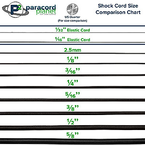 Paracord Planet Bungee Nylon Shock Cord 2.5mm 1/32", 1/16", 3/16", 5/16", 1/8”, 3/8", 5/8", 1/4", 1/2 inch Crafting Stretch String 10 25 50 & 100 Foot Lengths Made in USA
