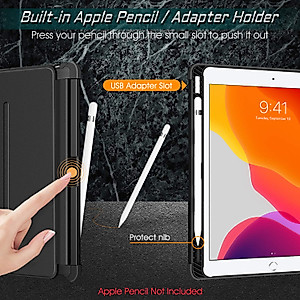 Fintie Magnetic Stand Case for iPad 9th / 8th / 7th Generation (2021/2020/2019) 10.2 Inch, [Multiple Secure Angles] Shockproof Rugged Soft TPU Back Cover, Auto Sleep Wake, Black