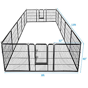 Giantex 40 inch Dog Fence with Door, 16/8 Panels Dog Playpen for Outside Large Dogs, Portable Pet Playpen Fencing Enclosures, Heavy Duty Metal Camping Dog Fences for The Yard (16 Panels, 40 inch)
