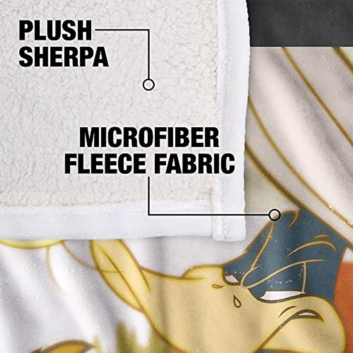 Looney Tunes Blanket, 50"x60", Squad Goals Sherpa Back Super Soft Throw