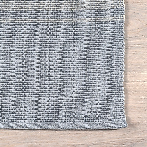 Rugs USA x Lauren Liess Bergamot Striped Cotton Area Rug, 9' x 12', Light Blue