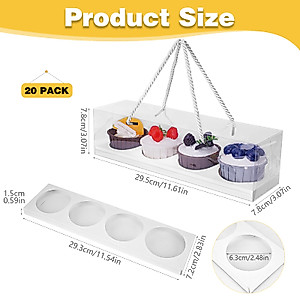 Dceyoril 20pcs Clear Cupcake Boxes with Handle Cupcake Container Transparent Bakery Cake Boxes Plastic Cake Carrier Baked Dessert Box for Wedding Party Favor (A-whtie1)