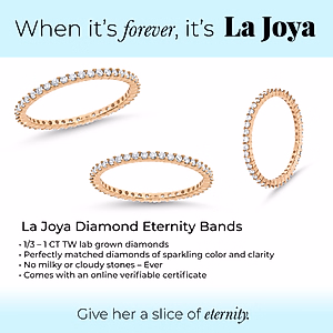 La Joya 1/2 CT TW Certified Lab Created Diamond Eternity Rings for Women | Sparkling 10k Rose Gold Wedding Bands for Women, Stackable Band and Diamond Anniversary Band | Ring Size 5.5