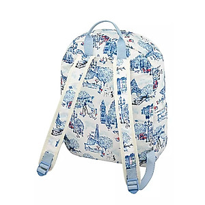 Cath Kidston Large Pocket Backpack Rucksack in 30 Years London Toile Print in Cream Oilcloth, Cream, Large