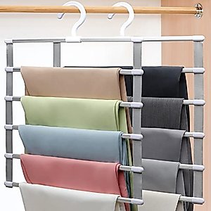 2 Pack Closet-Organizer-Pants-Hangers,Folding Non-Slip-Closet-Organizers-and-Storage,Al Alloy Magic Hangers Space Saving for Travel-Accessories Trousers Scarves Jeans,Home-College-Dorm-Room-Essentials