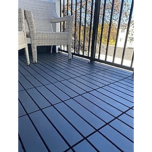 36 sq. ft Plastic Interlocking Deck Tiles, 36 Pack,12"x12" Waterproof Outdoor Flooring All Weather Use, Patio Floor Decking Tiles for Porch Poolside Balcony Backyard, Dark Grey