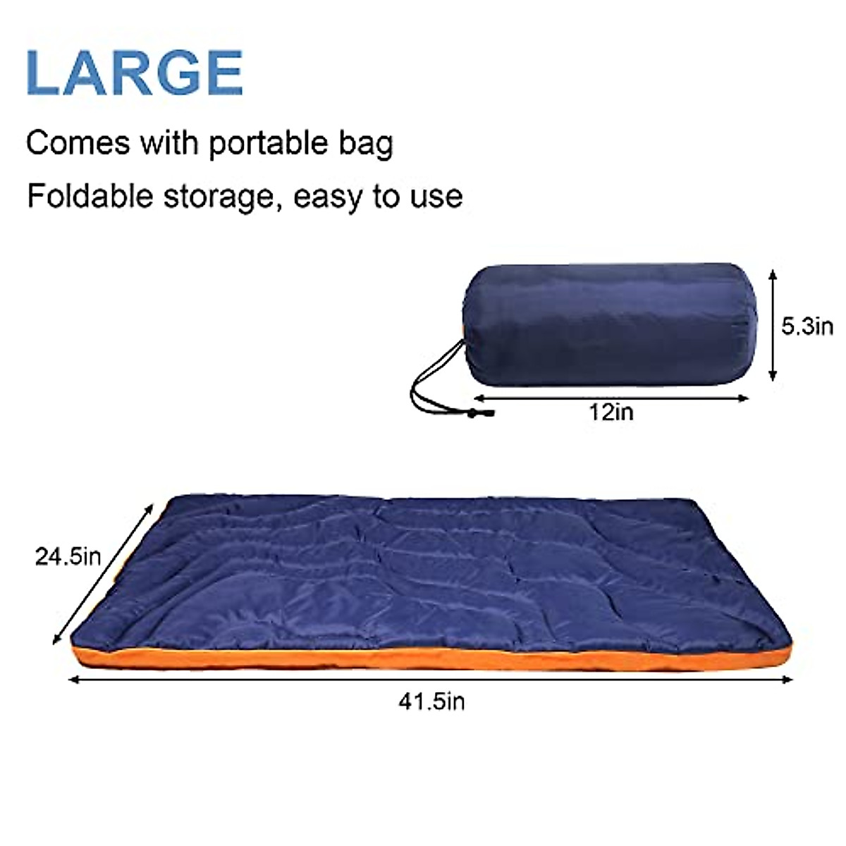 GeerDuo Outdoor Dog Mat, Portable, Waterproof, Washable, Large Size Roll Up Travel Camping Pet Bed (Large)