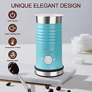 Huogary Automatic Milk Steamer, Milk Frother and Steamer with Hot and Cold Froth Function, Hot Chocolate Maker and Electric Milk Heater, Foam Maker Easy Cleaning & Silent Working, 123V