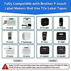 6-Pack P Touch Label Tape, TZe-231 TZ Tape 12mm 0.47 Inch Laminated White TZe231 TZe 231 Compatible with Brother P-Touch Label Maker PT-H110 PT-D210 D220 D600 D400 D400AD D610BT P710BT, Black on White