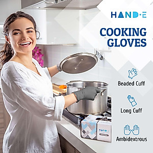 Hand-E Touch Grey Disposable Nitrile Gloves Large 50 Count, Powder and Latex Free Medical Gloves, Exam Surgical Gloves, Food Safe Cooking Gloves - Textured Fingertips