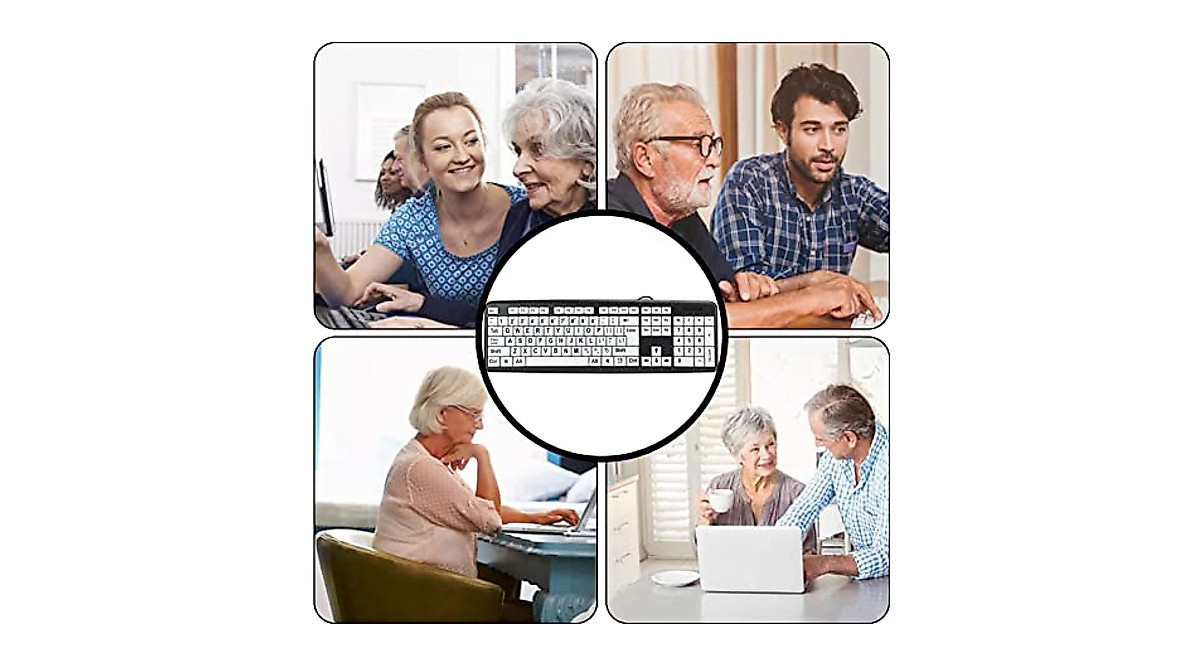 Large Print Keyboard for Seniors - Easy to See & Use