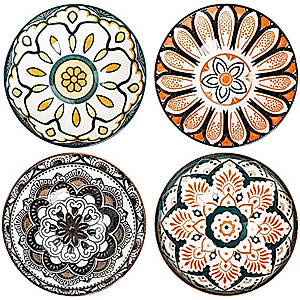 Foraineam 12 Pack Porcelain Bowls, 10 Ounces Small Bowl Set, Colorful Floral Round Bowl for Soup, Ice Cream, Snacks, Rice, Salad, Fruits, Side Dishes, Dishwasher and Microwave Safe