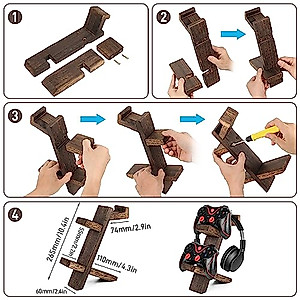 BEARUT Game Controller Holder Headset Stand 2-Tier Universal Controller Gaming PC Accessories Storage Rack Headphone Stand for Xbox Series PS5 PS4 by Wood