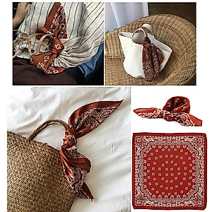 GUZOSJO Square Silk Feeling Scarf Medium Satin Hair Scarf Bracelet Gift For Women 27.5 × 27.5 inches