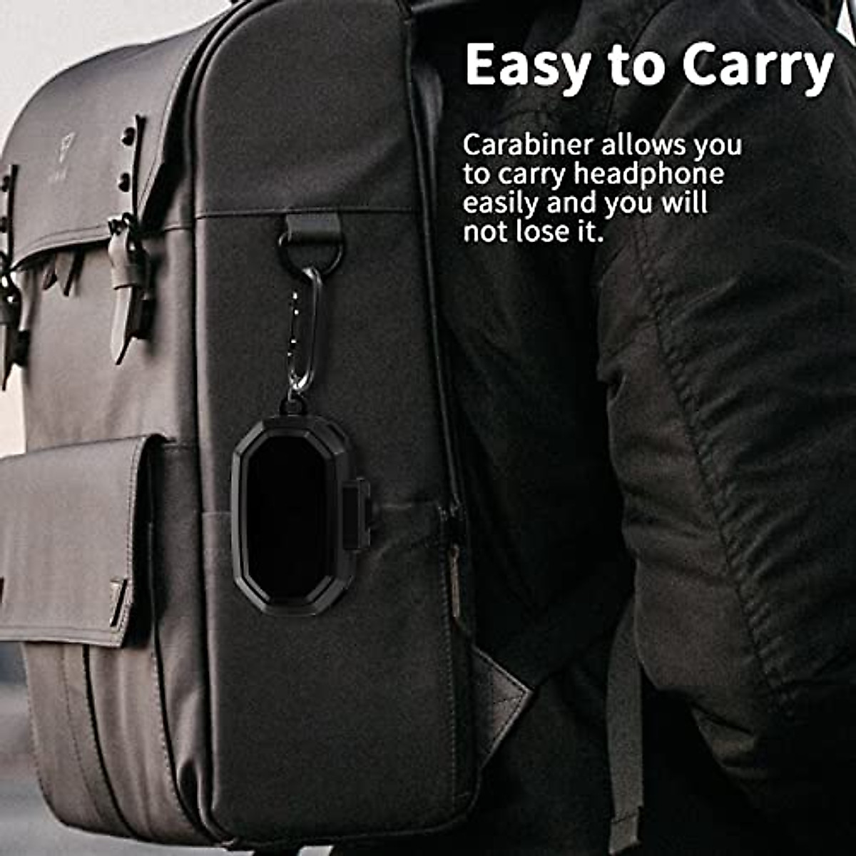 Jiunai for Jabra Elite 7 Pro Case/Elite 7 Active Case, Secure Lock Design Shockproof Protective Bumper Corner Protection Portable Matte Case with Carabiner for Jabra Elite 7 Pro Elite 7 Active Black