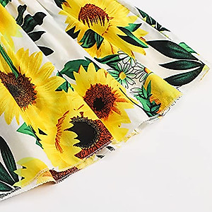 Easisim Toddler Baby Girls Dress Casual Sleeveless Sunflower Princess Sundress Summer Clothes Outfits with Headband (White,3-4 Years)
