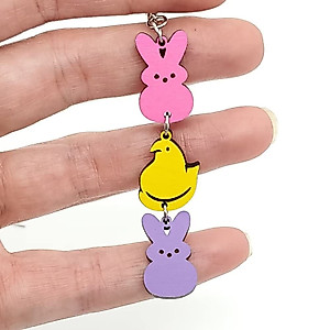 twinkle eye Personalized Cute Rabbit Chicken Earrings Easter Gift Three Piece Hanging Wooden Earrings Drop Dangle Earrings for Women Jewelry