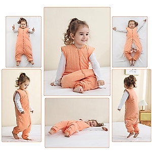 LAT Baby Sleep Bag with Feet Winter,Sleeveless Nightgowns Wearable Blanket with Legs,Warm Sack for Infant Toddler Thicken 2.5 TOG-Sleepsuit,1-6T(Orange White Heart,L/100)