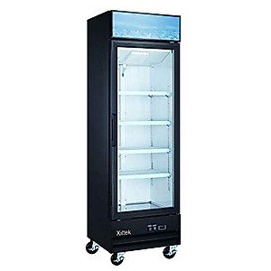 Xiltek New Single Door Upright Retail Merchandiser Display Freezer with Triple Paned Glass Door; 13 Cubic Ft.
