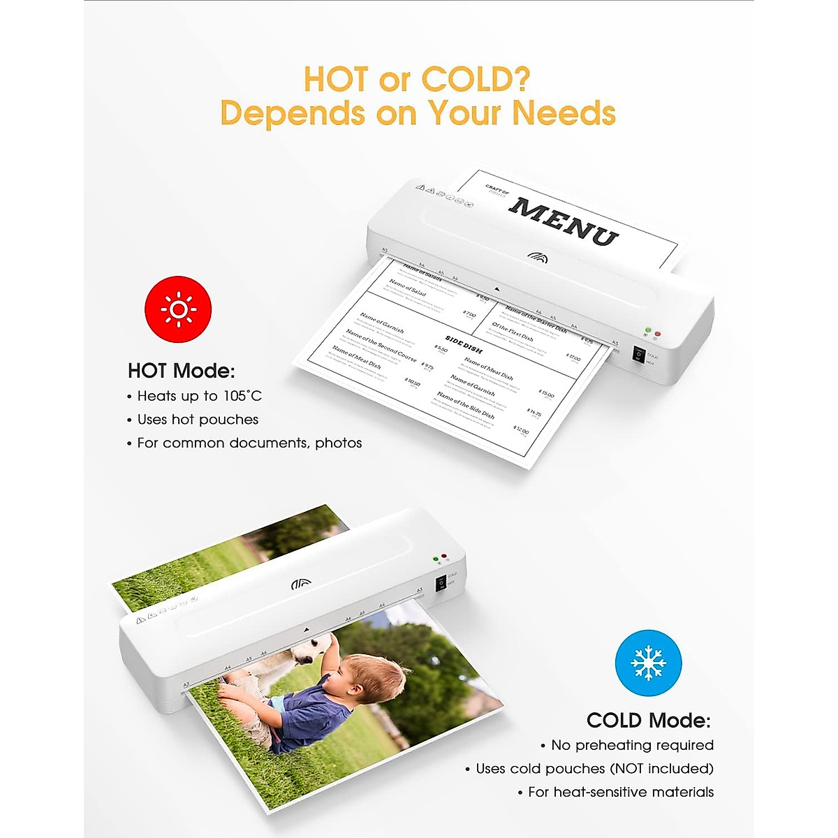 Crenova A3 Laminator, 13-Inch HOT and Cold Laminator Machine with Paper Trimmer, Corner Rounder, Hole Puncher, and 20 Thermal Laminating Pouches for Home, Office, and School Use