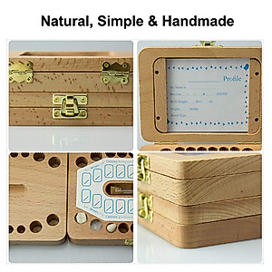 Baby Tooth Keepsake Box,Tooth Fairy Box,Wooden Tooth Box ,Baby Keepsake Storage Box,Tooth Saver,Tooth Holder for Kids Teeth,Tooth Boxes for Lost Teeth for Kids,Newborn Baby Birthday and Shower Gift
