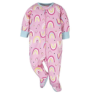 Onesies Brand Baby Girls' 4-Pack Sleep 'N Play Footies Multi Pack, Pink Unicorns, 0-3 Months