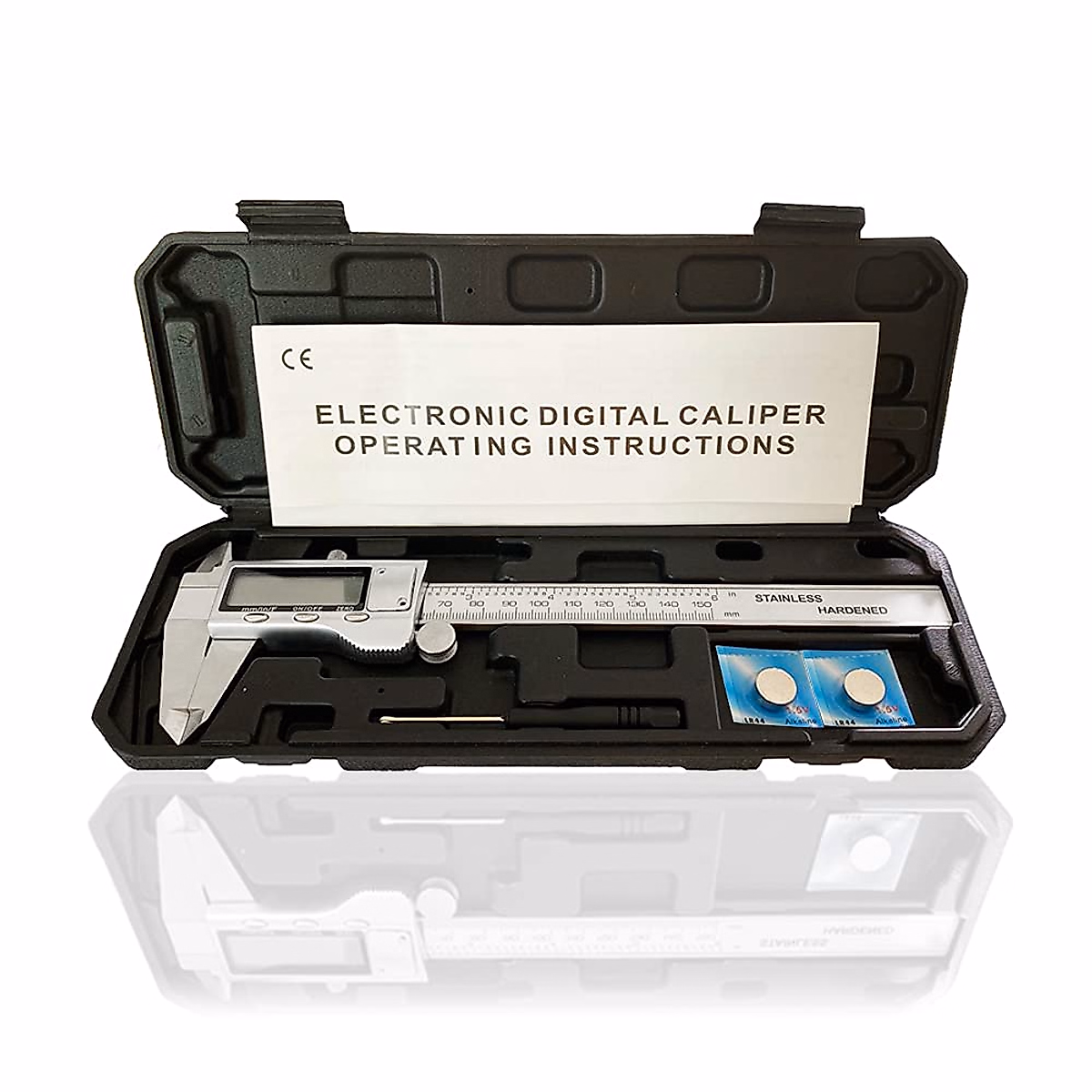 Digital Caliper 6 Inch Stainless Steel Vernier Caliper Digital Electronic Micrometer Caliper Measuring Tool Waterproof Inch/Metric/Fractions Conversion Large LCD Display Auto-Off