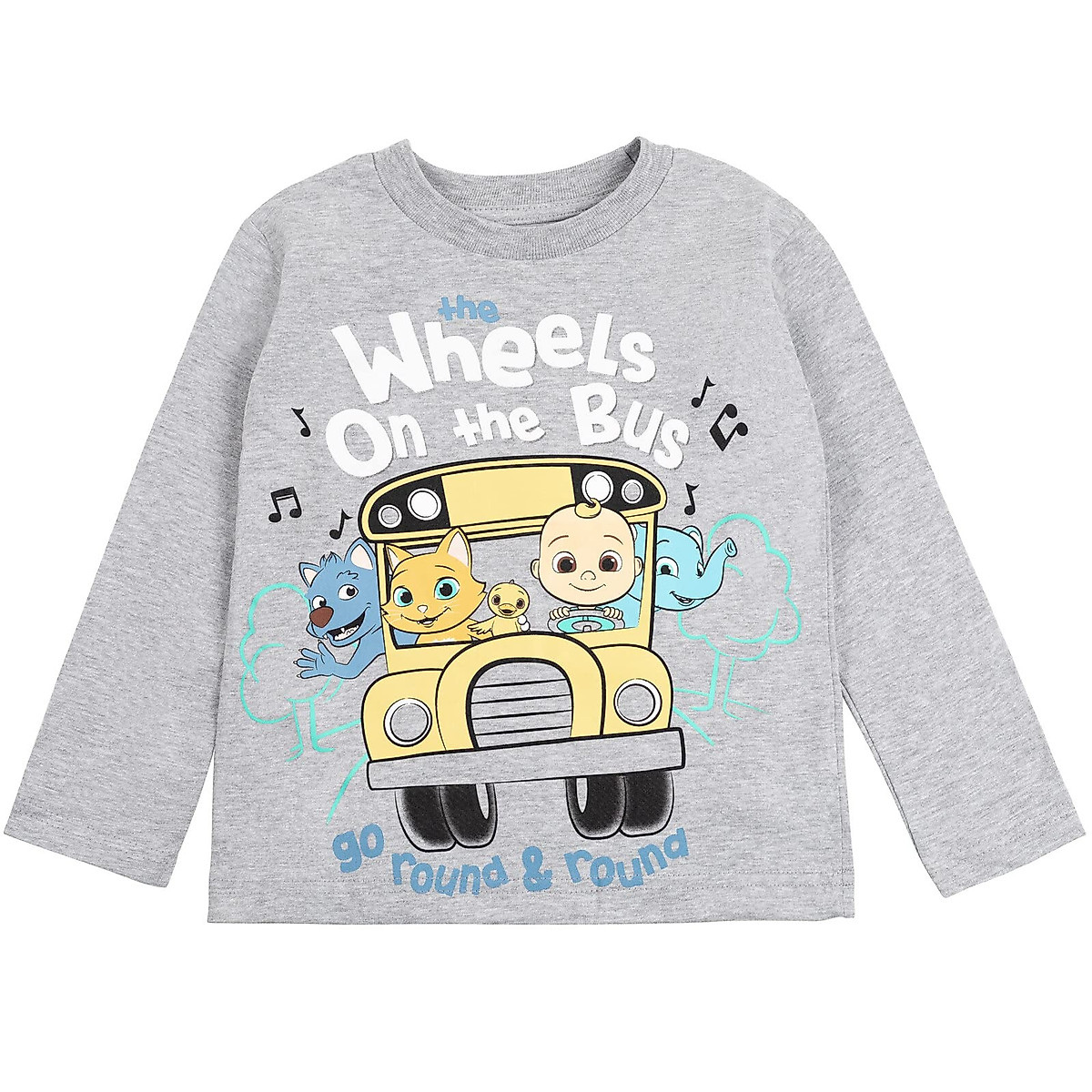 CoComelon JJ Kitty Infant Baby Boys 2 Pack Long Sleeve Graphic T-Shirts White/Heather Gray 18 Months