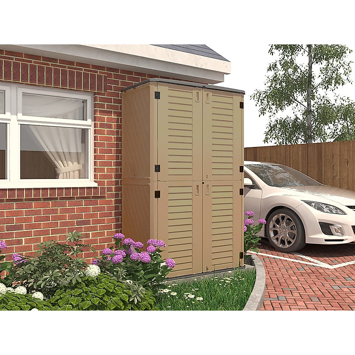 HOMSPARK Black Metal Laminate Shelves Kit Vertical Storage Shed