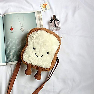 V&E Sliced Bread Plush Purse Messenger Bag Crossbody Shoulder Bags Toast The Best Thing Since Sliced Bread White and Brown