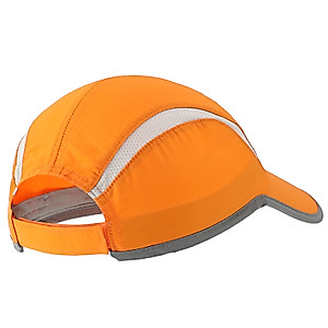 Connectyle Foldable Mesh Sun Cap Outdoor Sports Hat Breathable Sun Runner Cap with Reflective Trim Orange