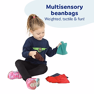 Fun and Function Weighted Tactile Beanbags - Sensory Weighted Beanbags - Multi-Sensory Tool Fidget Provides Weight, Color and Varied Textures - for Kids and Adults - 5 Pack -1/2 lb. Each