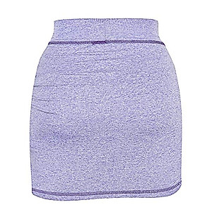 MOQIVGI Skorts for Women with Pockets Hight Waist Bodycon Ruched Golf Tennis Skirts with Inner Shorts Pockets Juniors Exercise Fitness Apparel Purple Large