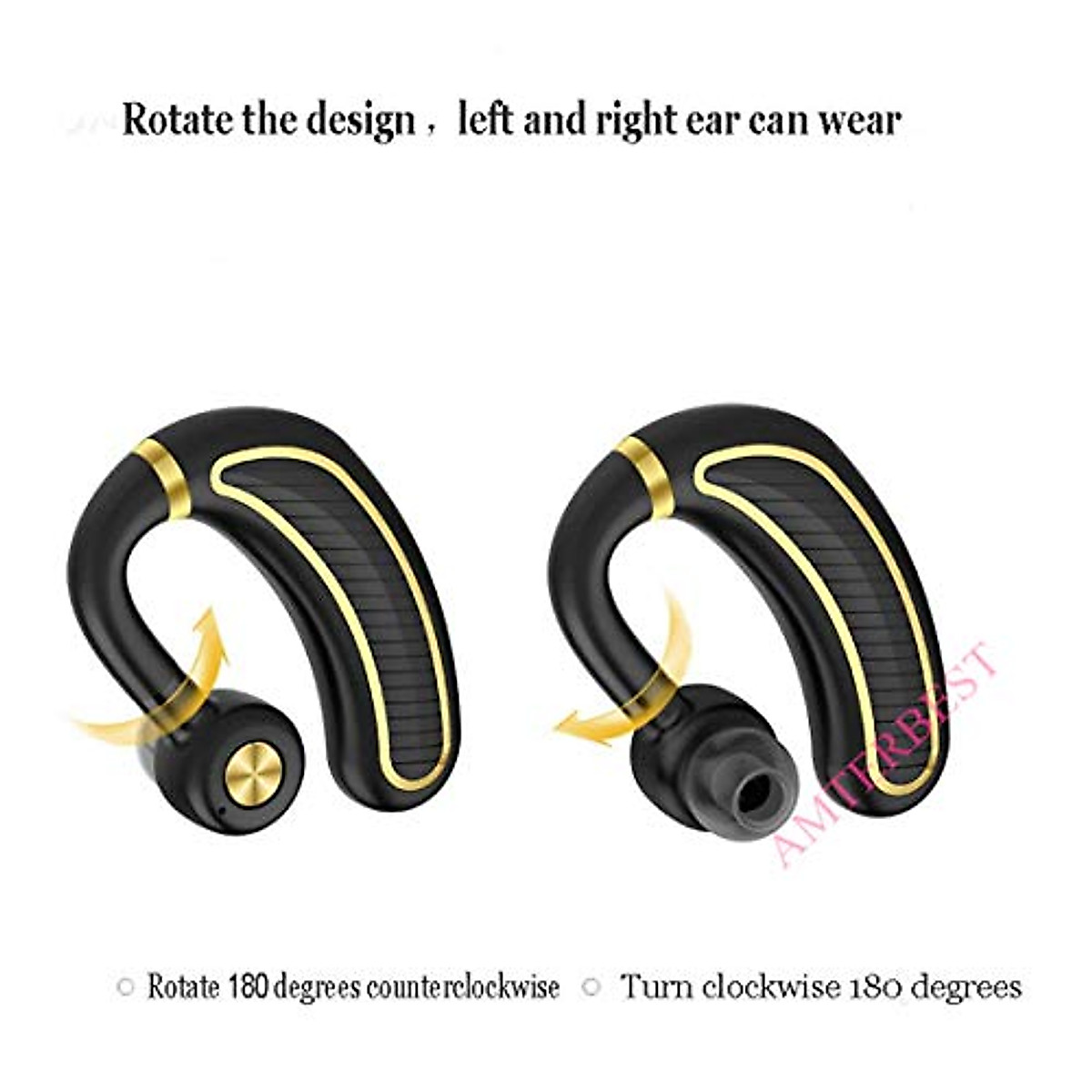 Bluetooth Headset,Wireless Bluetooth 4.1 Business Headphone Earphone 300mAh Super Long Standby Earpiece with Mic,Sweatproof,Noise Reduction,Mute Switch for Cell Phone, Skype, Truck Driver,Office,Sport