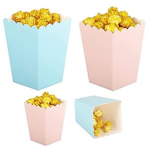 CC Wonderland Pink and Blue Popcorn Boxes Small Paper Popcorn Boxes Mini Cardboard Popcorn Boxes, Popcorn Containers for Party Decoration, Pack of 24
