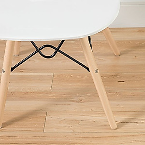 South Shore Annexe Mid-Century Modern Eiffel Office Chair, Wooden Legs, Clear and White 19.5D x 16.25W x 32.5H in