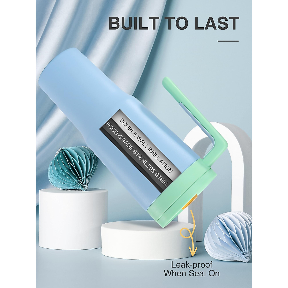 Raki Venus 40 oz Tumbler with Lid and Straw Double-wall Vacuum Water Bottle with Straw Spill Proof Insulated Water Bottle Stainless Steel Cup-holder Friendly Fruit Infusing Bottle Non BPA