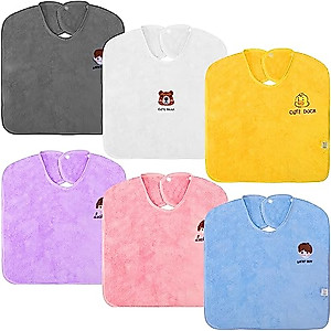 Newwiee 6 Pcs 20 x 16 Inch Baby Bibs with Snaps Unisex Toddler Bibs for Feeding Water Absorbent Bibs Adjustable Toddler Soft Bib for Baby Toddler Drooling Feeding Eating